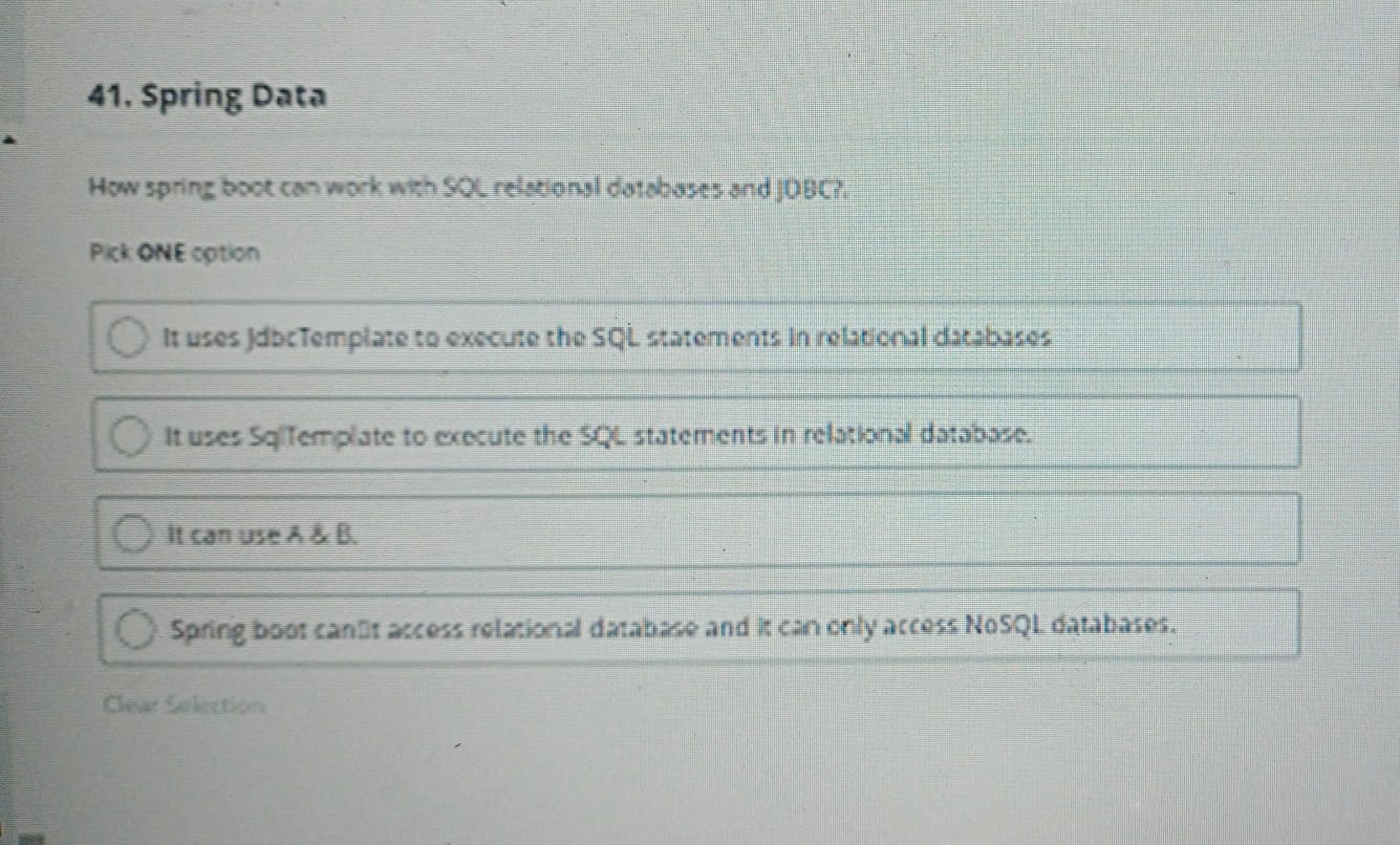 Solved Spring DataHow spring boot can work wich $QL | Chegg.com
