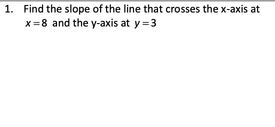 Solved 1. Find the slope of the line that crosses the x-axis | Chegg.com