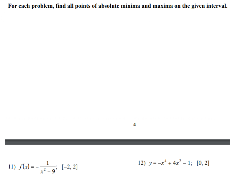 Solved For each problem, find all points of absolute minima | Chegg.com