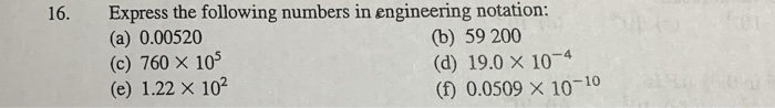 Solved Express the following numbers in engineering | Chegg.com