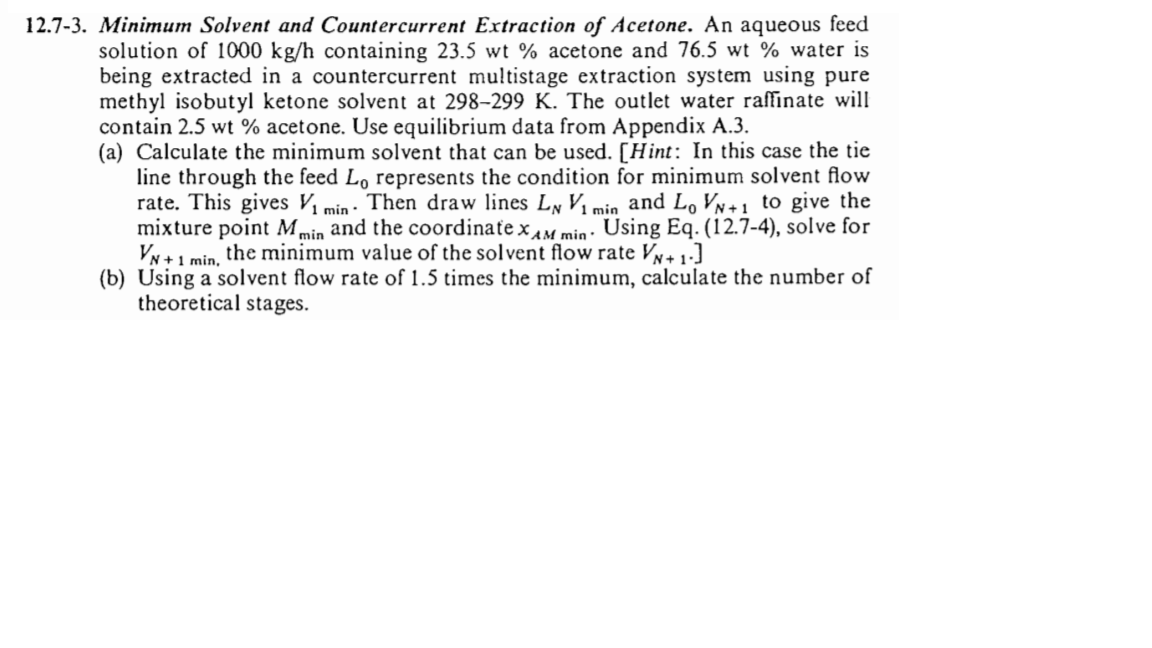 Solved 12.7-3. Minimum Solvent and Countercurrent Extraction | Chegg.com