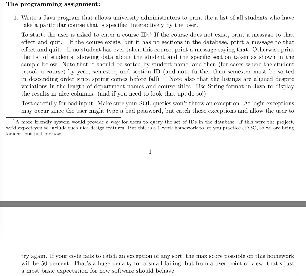 The programming assignment: 1. Write a Java program | Chegg.com