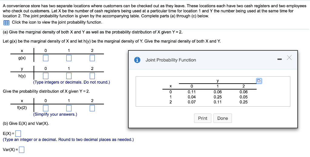 Solved A convenience store has two separate locations where | Chegg.com