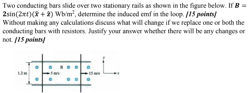 Solved Two conducting bars slide over two stationary rails | Chegg.com