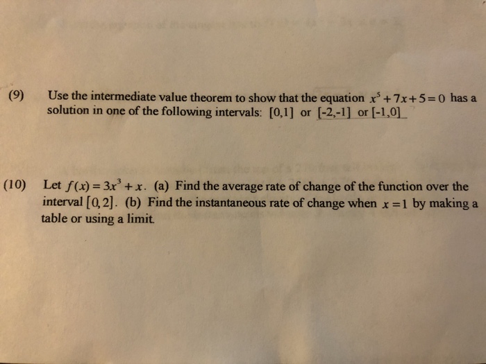 Solved (9) Use the intermediate value theorem to show that | Chegg.com