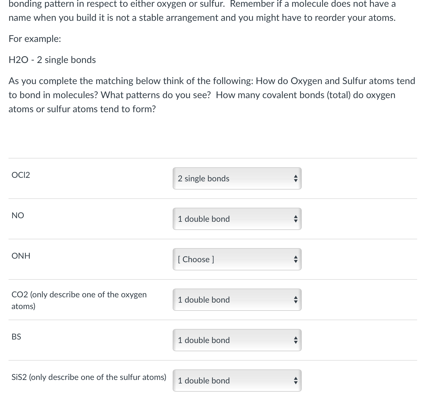 Solved Oxygen and Sulfur Bonding Patterns: Build each of the | Chegg.com