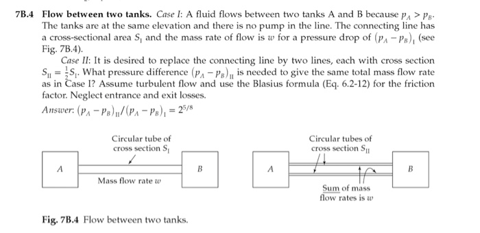 Solved 7B.4 Flow between two tanks. Case 1: A fluid flows | Chegg.com