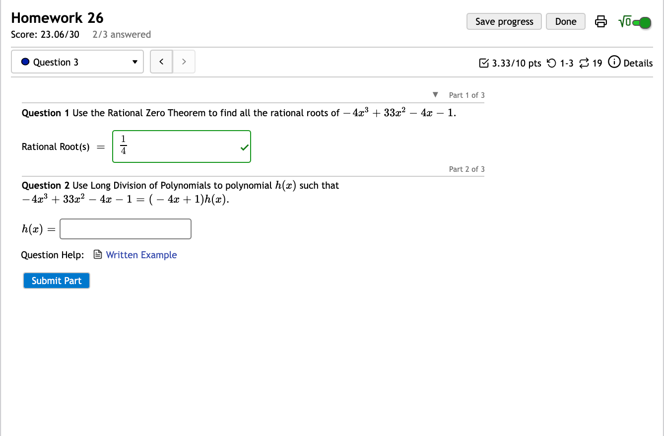 Solved Question 1 Use The Rational Zero Theorem To Find All