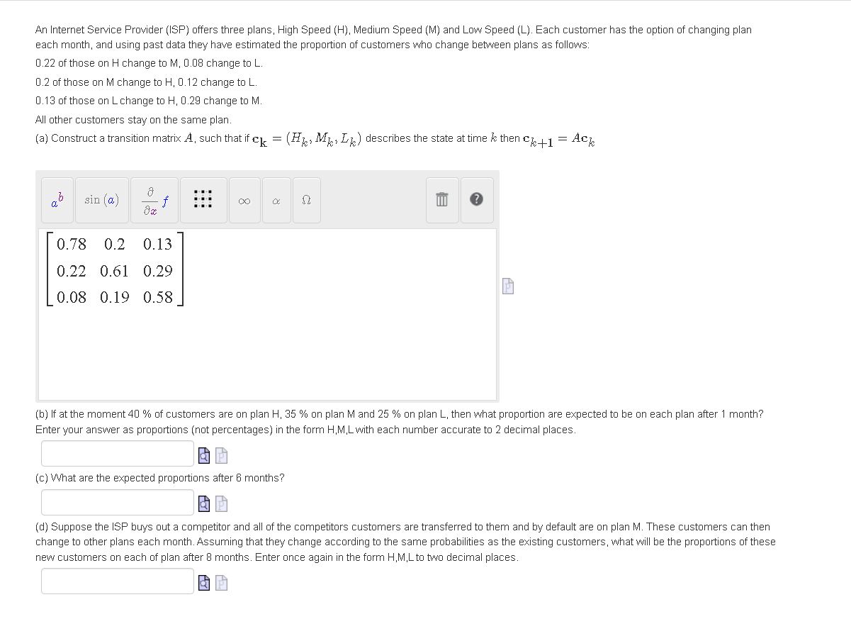 Solved An Internet Service Provider (ISP) offers three | Chegg.com