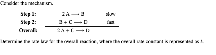 Solved Consider the mechanism.Determine the rate law for the | Chegg.com