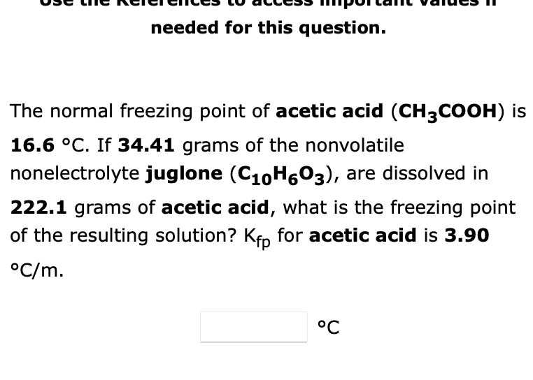 Solved needed for this question. The normal freezing point | Chegg.com