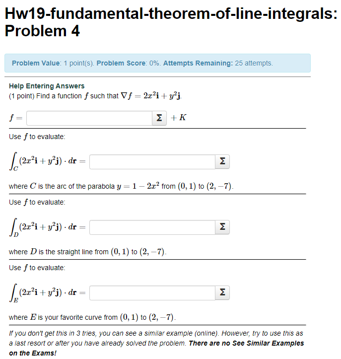 Solved Hw19-fundamental-theorem-of-line-integrals: Problem 4 | Chegg.com