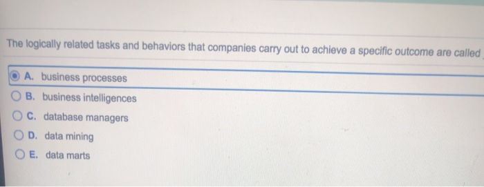 Solved The logically related tasks and behaviors that | Chegg.com