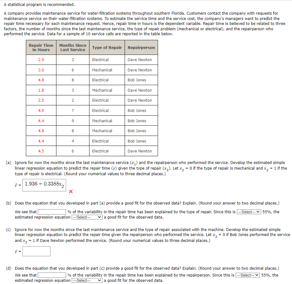 Solved A statistical program is recommended. A company | Chegg.com