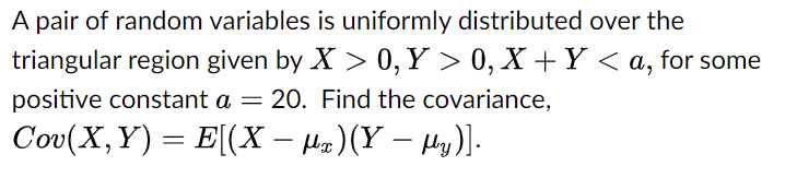 Solved A pair of random variables is uniformly distributed | Chegg.com