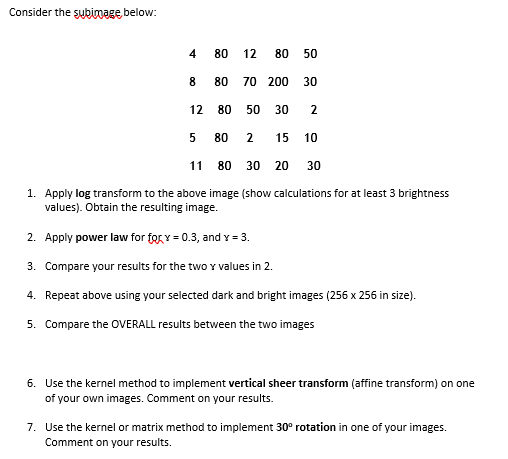 Consider the subimage below: 4 80 12 80 50 8 80 70 | Chegg.com