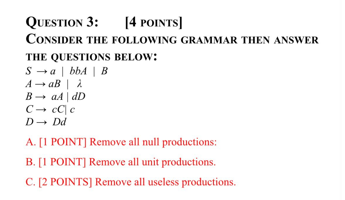 Solved QUESTION 3: [4 POINTS] CONSIDER THE FOLlOWING GRAMMAR | Chegg.com