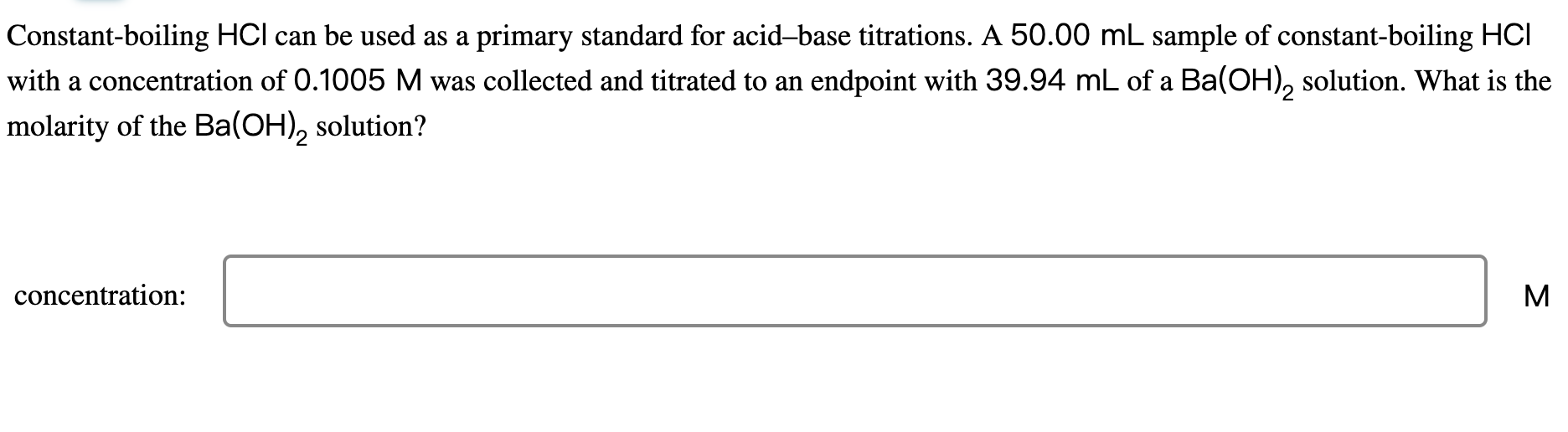 Solved Constant-boiling HCl can be used as a primary | Chegg.com