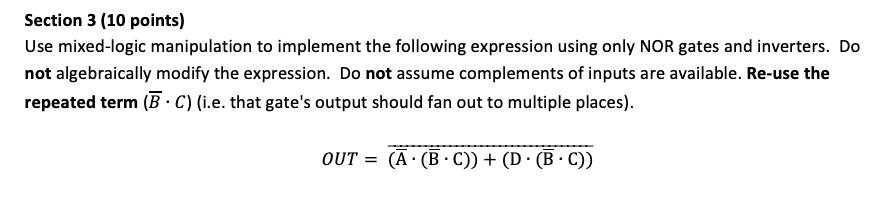Solved Section 3 (10 points) Use mixed-logic manipulation to | Chegg.com