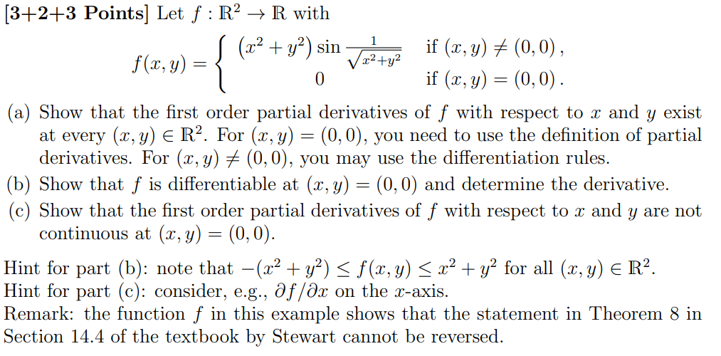 [3+2+3 Points] Let f:R2→R with | Chegg.com
