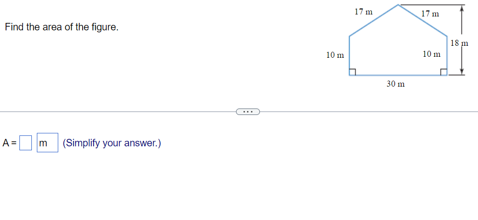 Solved Find the area of the figure. A= (Simplify your | Chegg.com