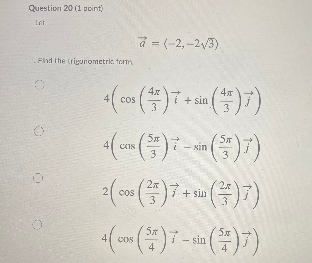 Solved Question 17 (1 point) Let 1 = (5, -1) and 5 = -2i | Chegg.com