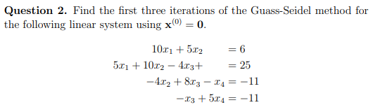 Solved Question 2. Find the first three iterations of the | Chegg.com