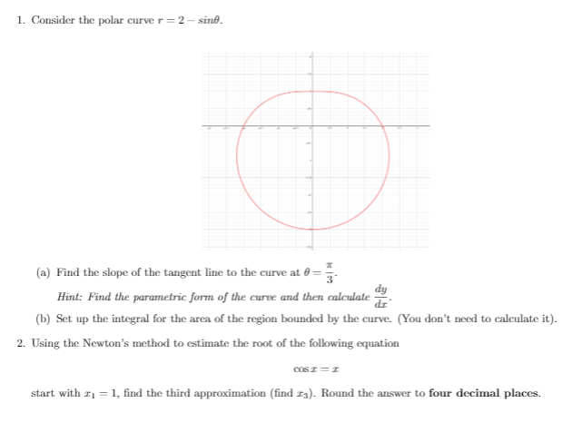 Solved 1. Consider the polar curve r= 2-sin. (a) Find the | Chegg.com