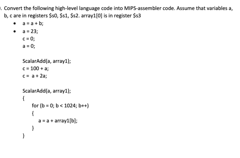 Solved Convert The Following High Level Language Code Into 8788