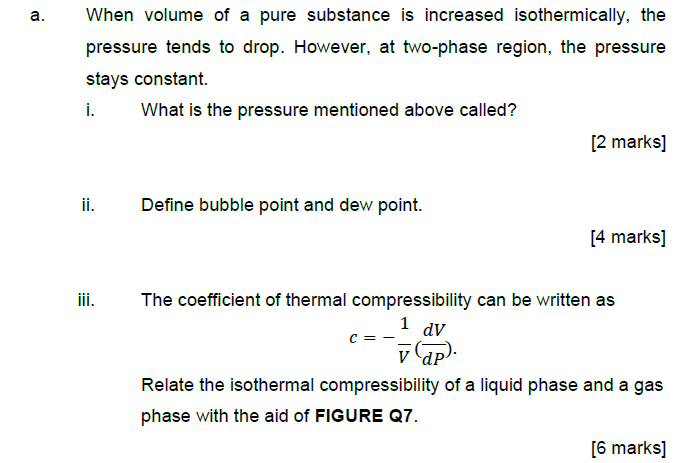 Solved 7. A typical pressure-volume diagram of a pure | Chegg.com