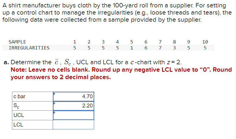 Solved A shirt manufacturer buys cloth by the 100 -yard roll | Chegg.com