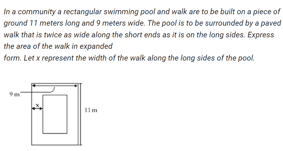 Solved In a community a rectangular swimming pool and walk | Chegg.com