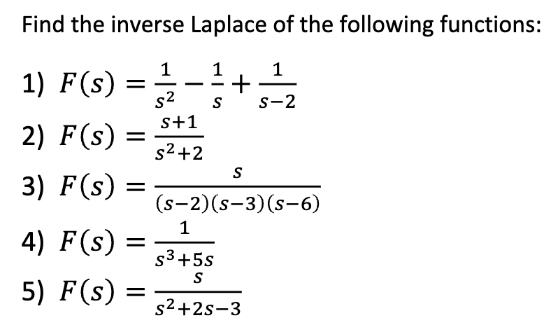 Solved Find the inverse Laplace of ﻿the following | Chegg.com