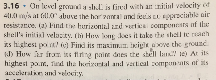 Solved On level ground a shell is fired with an initial | Chegg.com
