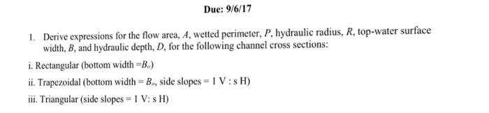 Solved Derive expressions for the flow area, A, wetted | Chegg.com