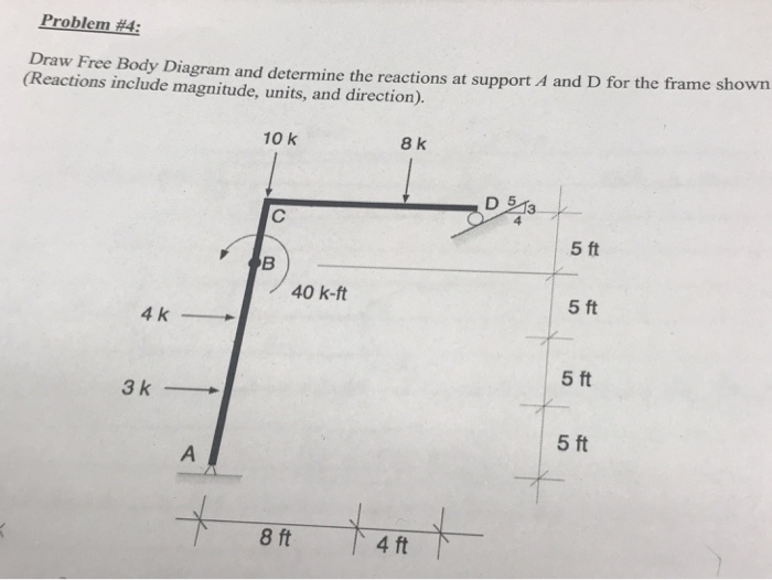 Solved Problem #4: Draw Free Body Diagram and determine the | Chegg.com