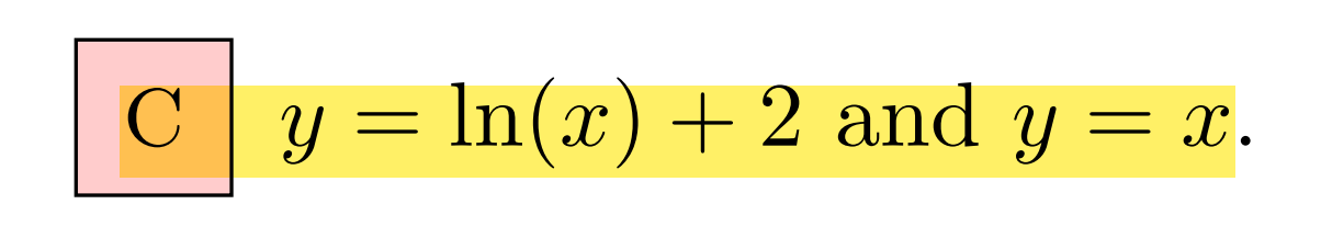 Solved C y=ln(x)+2 ﻿and y=x. | Chegg.com