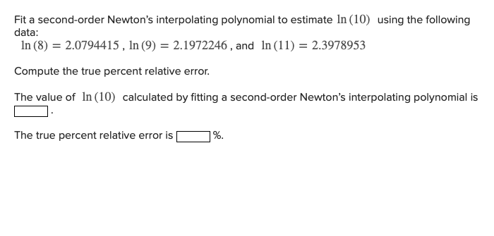 Solved Fit a second-order Newton's interpolating polynomial | Chegg.com