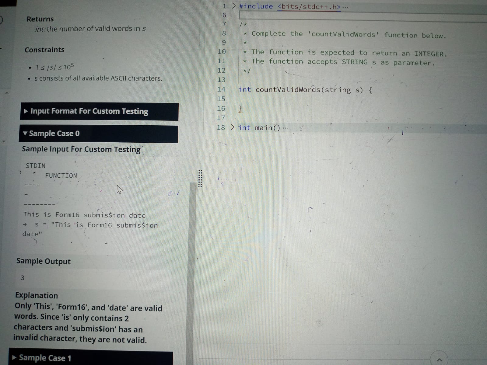Solved Returns int: the number of valid words in s | Chegg.com