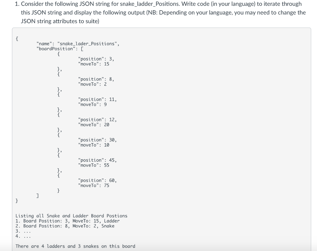 Solved 1. Consider the following JSON string for | Chegg.com