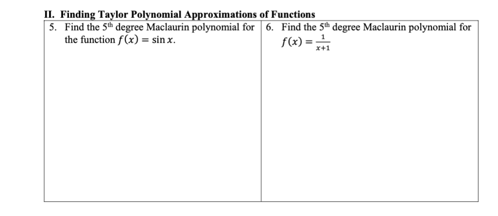 Solved II. Finding Taylor Polynomial Approximations of | Chegg.com