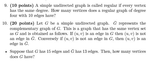 Solved 9. (10 points) A simple undirected graph is called | Chegg.com