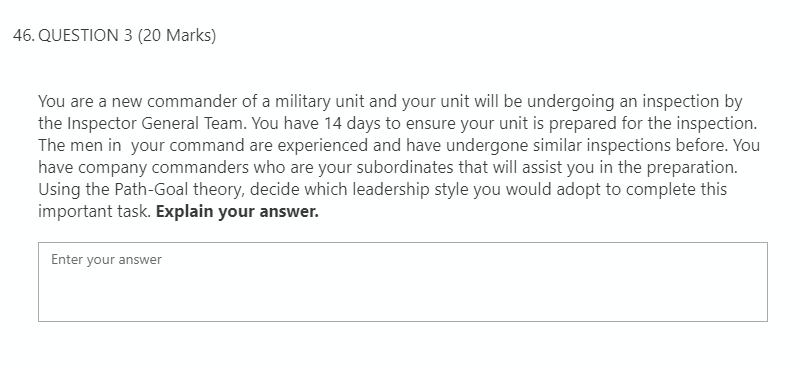 Solved 46. QUESTION 3 (20 Marks) You are a new commander of | Chegg.com