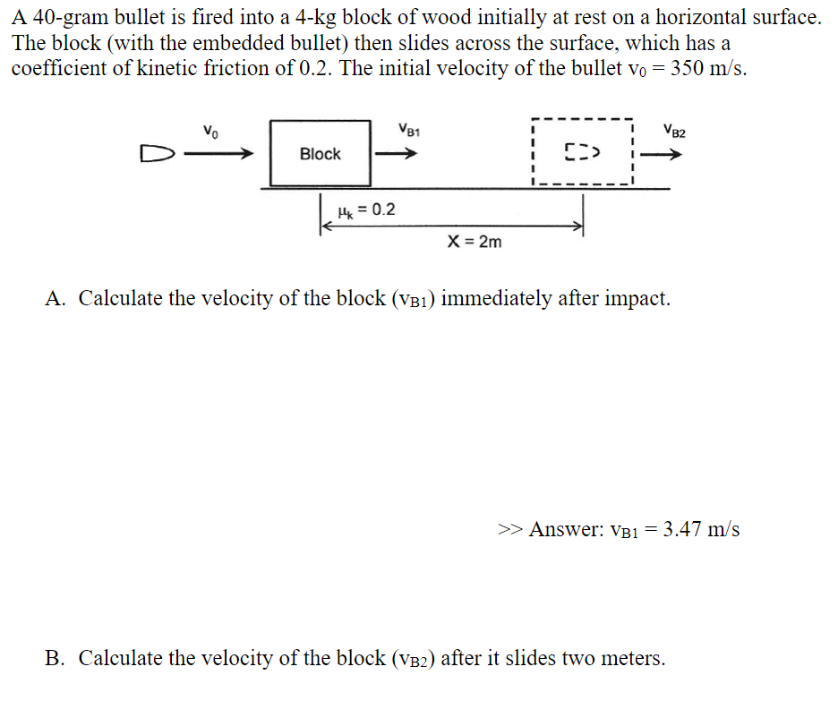 Solved A 40-gram bullet is fired into a 4-kg block of wood | Chegg.com