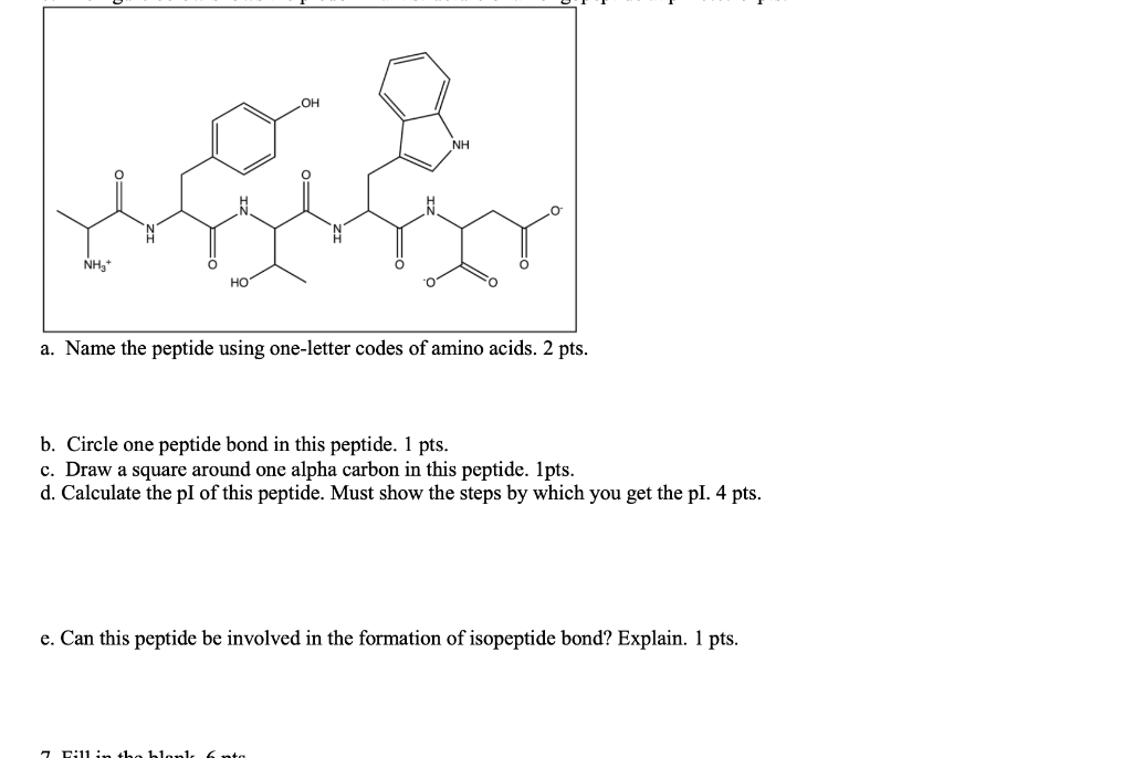 Solved a. Name the peptide using one-letter codes of amino | Chegg.com