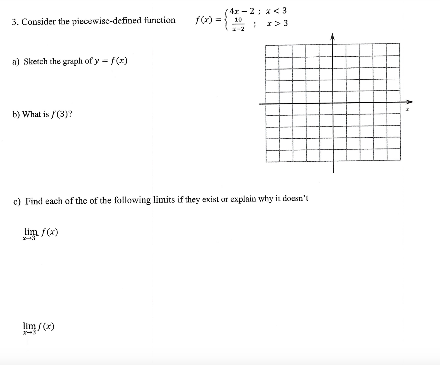 Solved 3. Consider the piecewise-defined function | Chegg.com