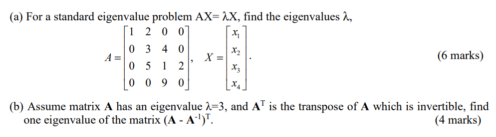 Solved (a) For a standard eigenvalue problem AX=2X, find the | Chegg.com