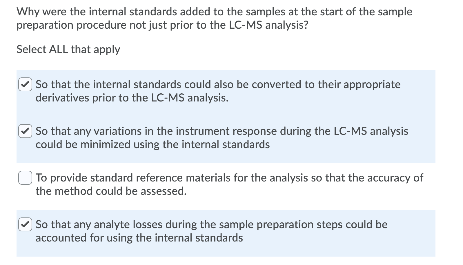 Solved Why were the internal standards added to the samples | Chegg.com