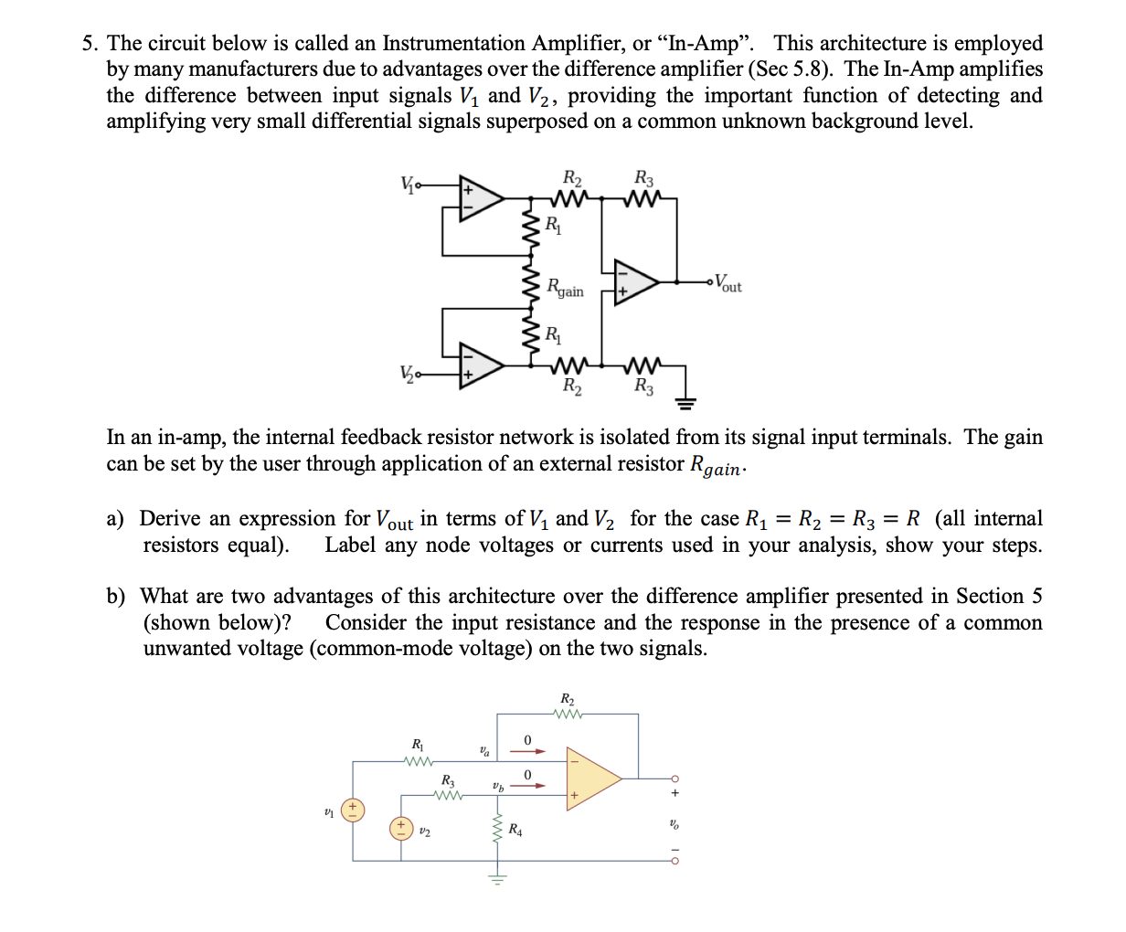 Solved 5. The circuit below is called an Instrumentation | Chegg.com