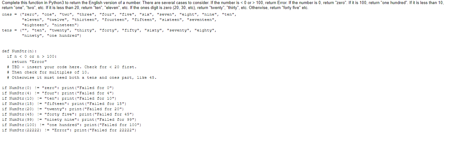 Solved Complete This Function In Python3 To Return The